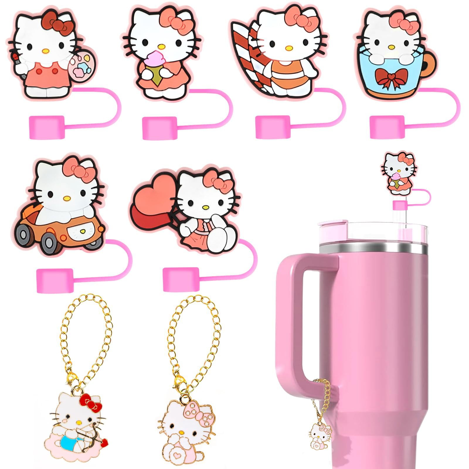 ZOOUSQII 6Pcs Straw Covers Cap for Stanley Cup, Cute Hello Kitty ...