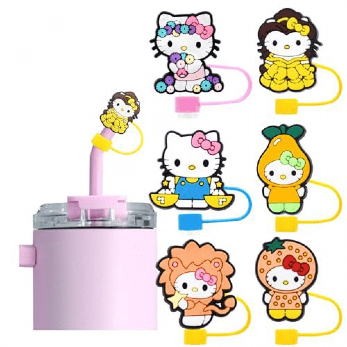 ZOOUSQII 6Pcs Straw Covers Cap for Stanley Cup, Cute Hello Kitty ...