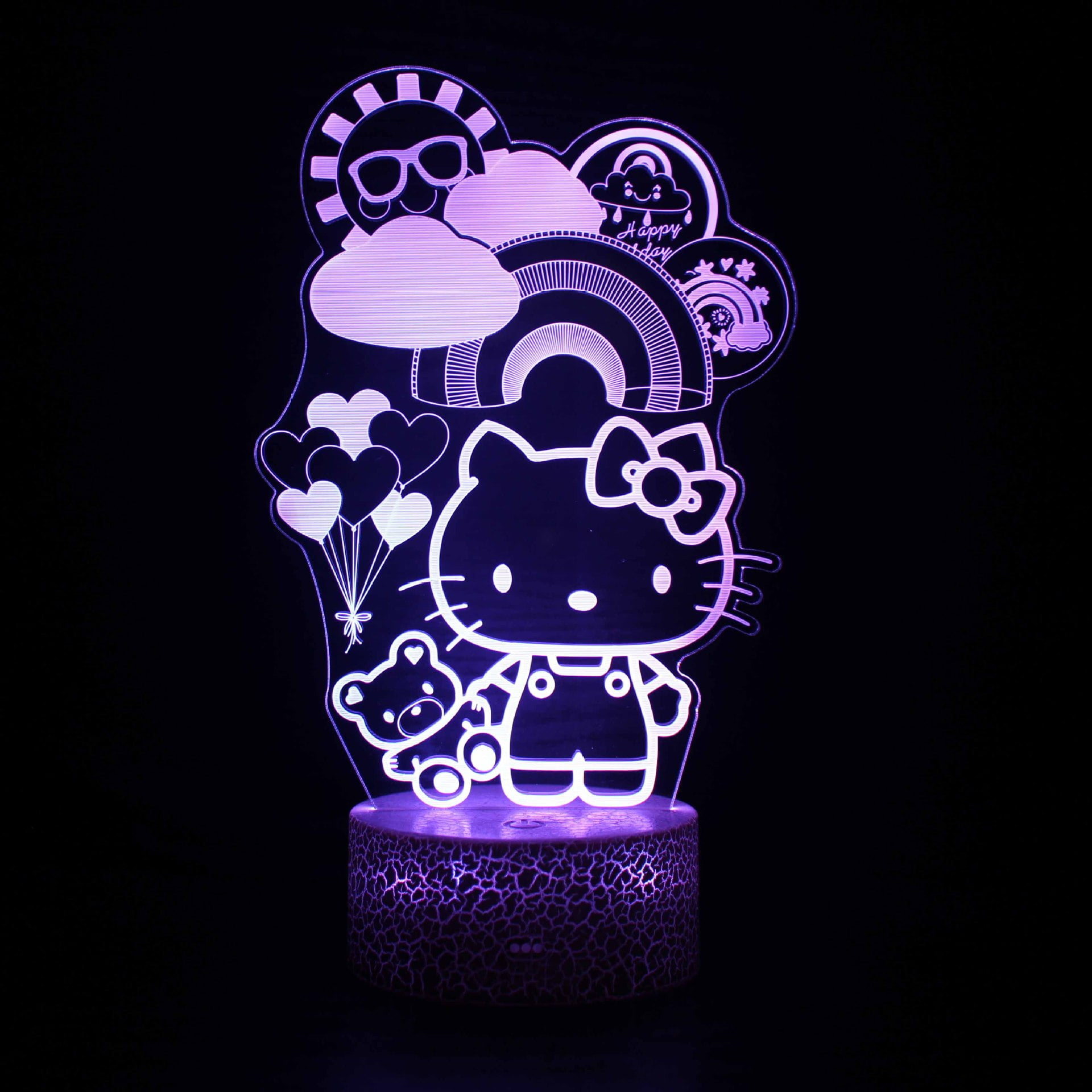 ZOOUSQII Hello Kitty 3D Night Light Illusion LED Desk Lamp with 16 ...