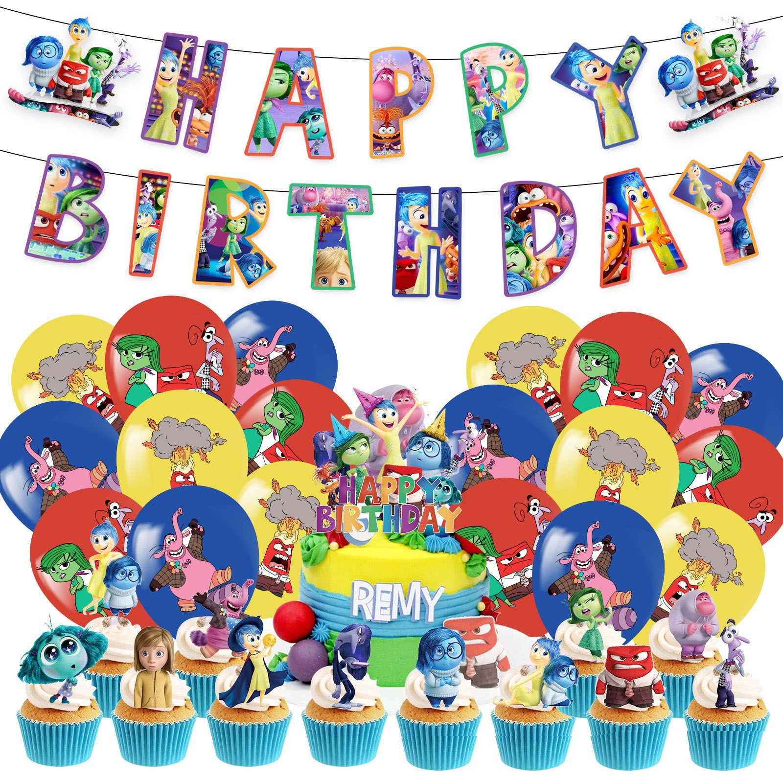 ZOOUSQII Inside Out Birthday Party Supplies, Cartoon Party Decorations ...