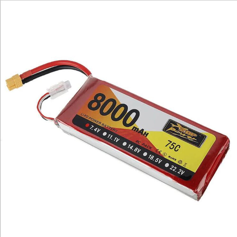 ZOP 7.4V 8000mAh 2S 75C Lipo Battery with XT60 Connector For RC Car ...