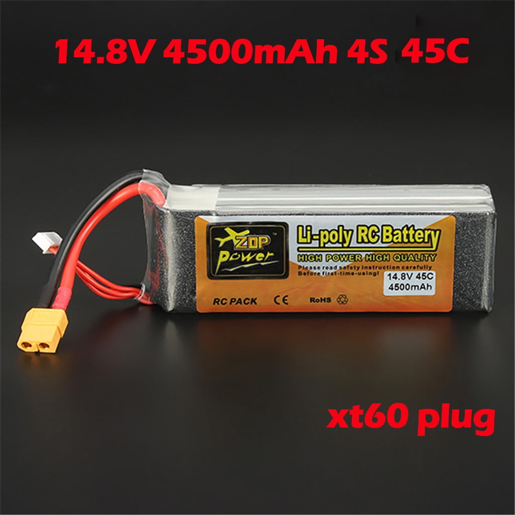 ZOP Power 14.8V 4500mAh 4S 45C Battery 0 Plug For RC Car Helicopter ...