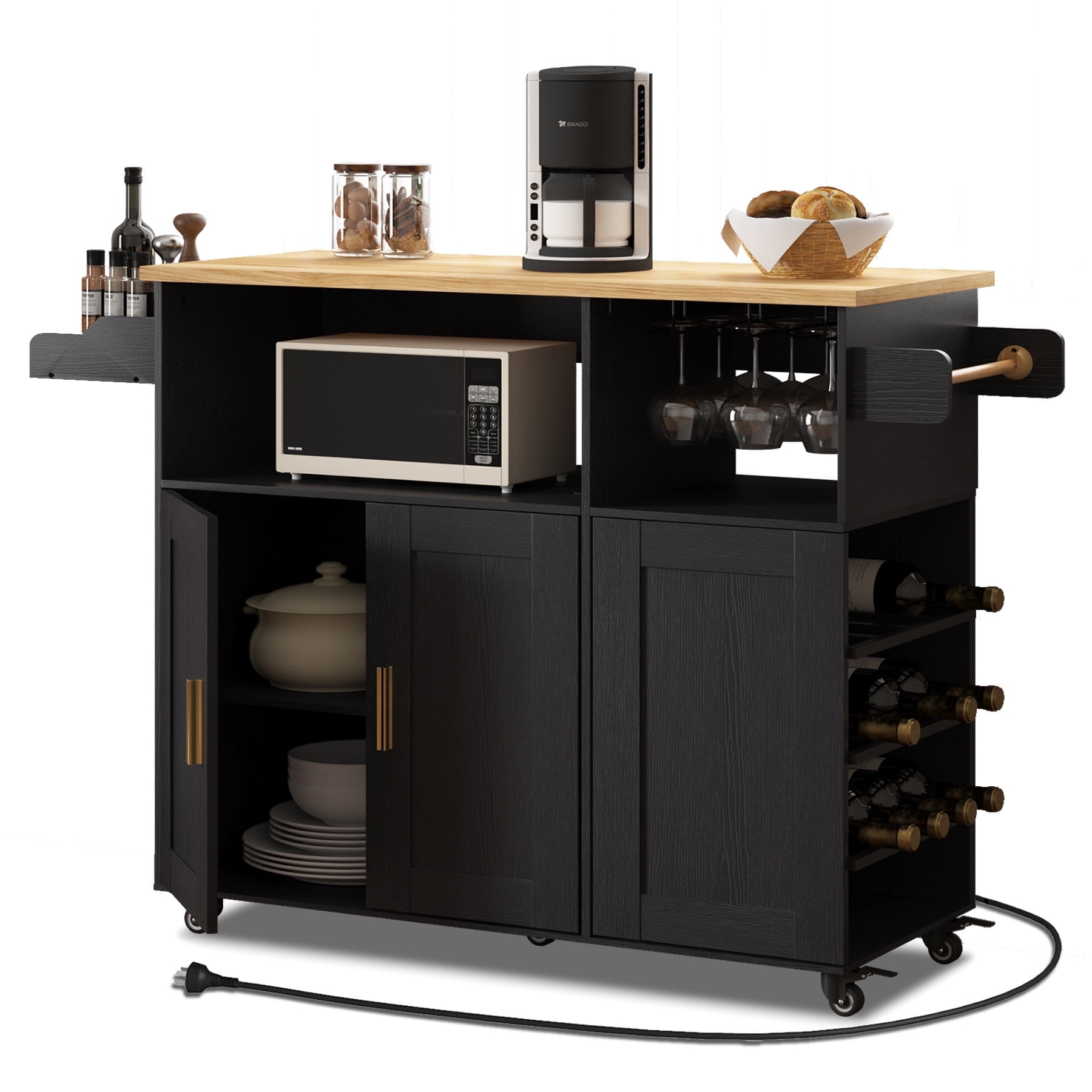 ZOPEND Rolling Mobile Kitchen Island Cart Bar, Island Cart with 5 ...