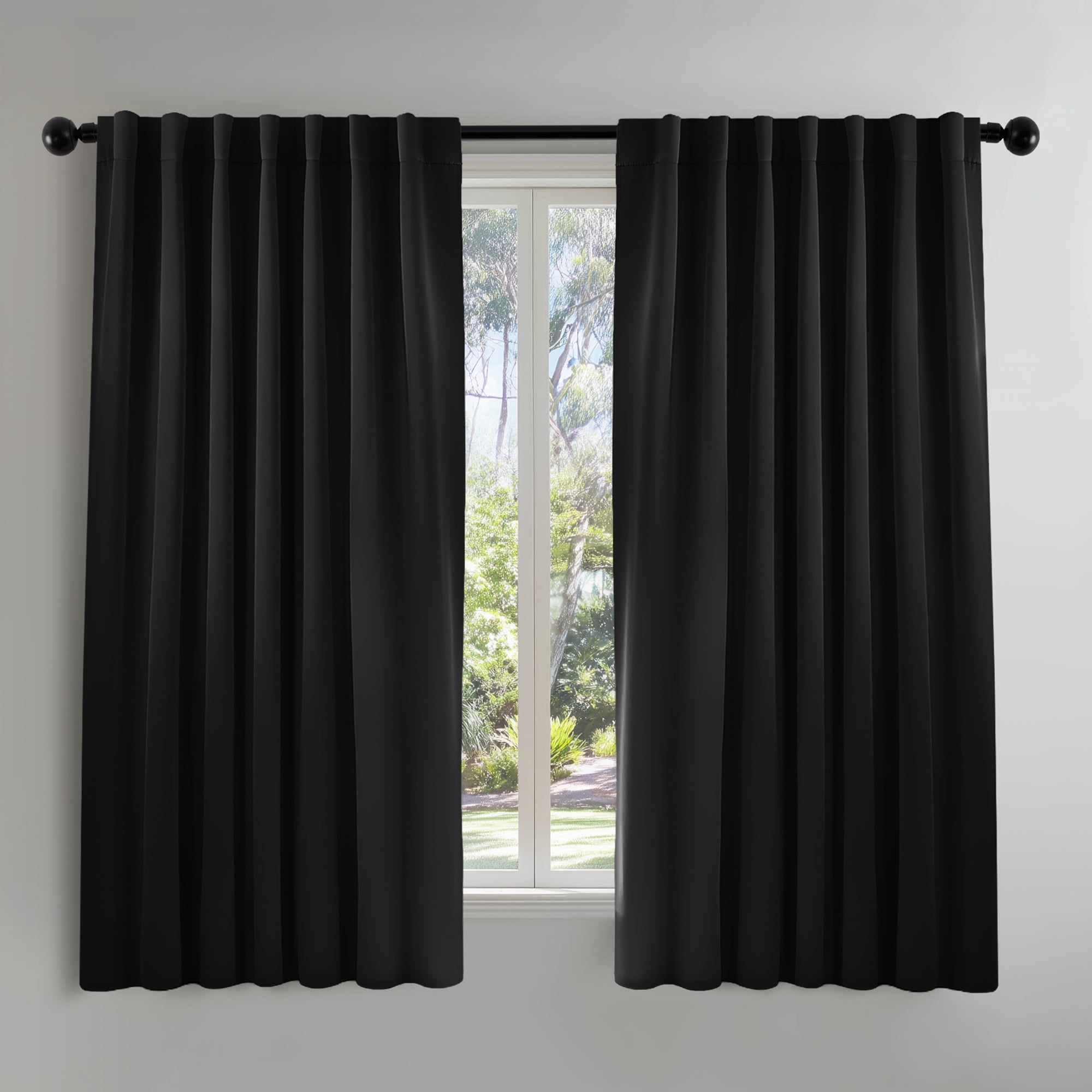 ZOPZO Thermal Blackout Curtains 2 Panels, Black, 52W x 63L Inch, Noise ...