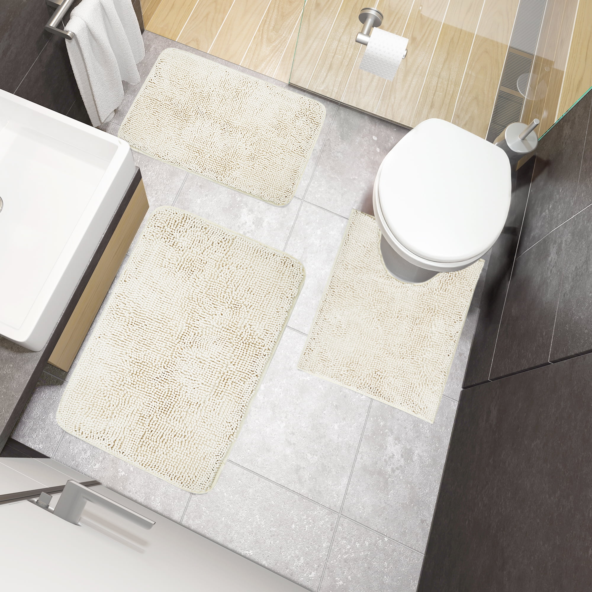 ZOPZO Bathroom Rugs Set 3 Piece, Bath Mats for Bathroom Non-Slip ...