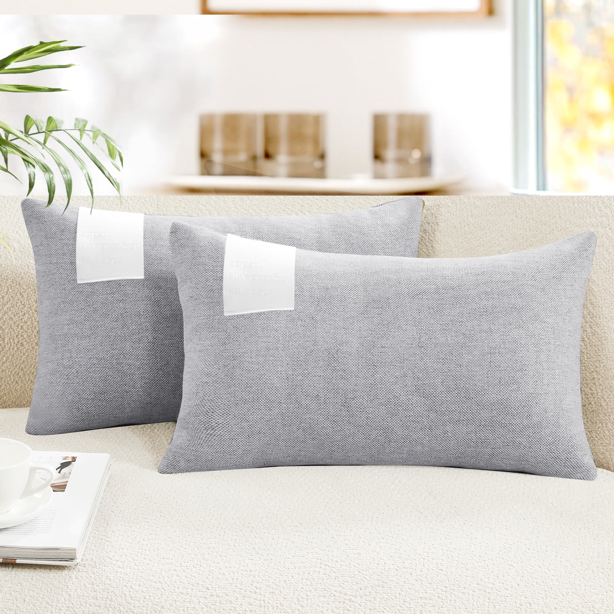 ZOPZO Decorative Linen Pillow Covers Boho Farmhouse Accent Cushion ...