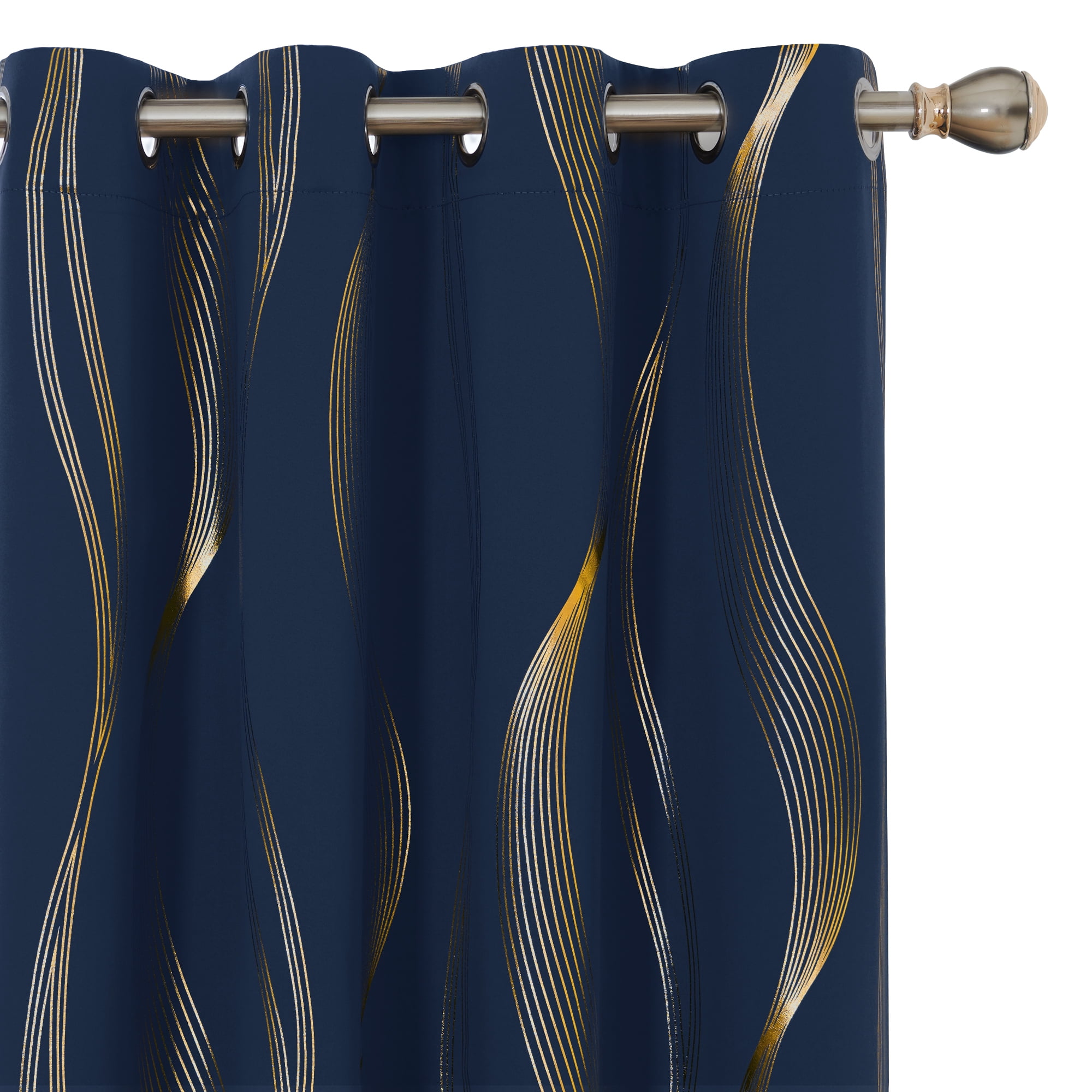 ZOPZO Golden Wave Print Blackout Curtains, Thermal Insulated Room ...