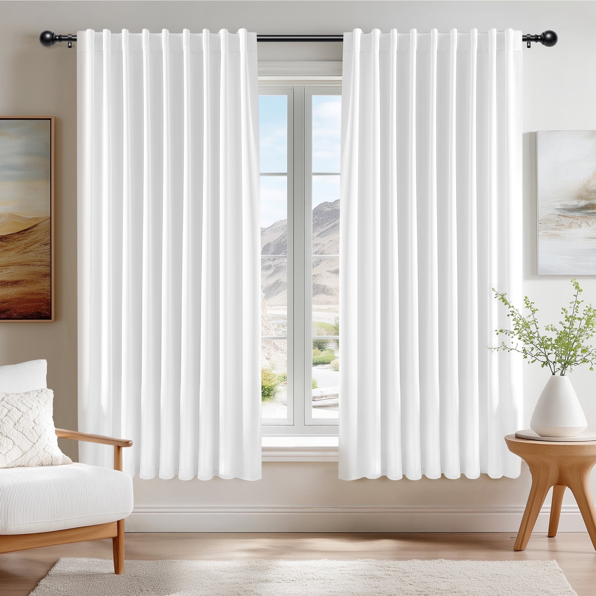 ZOPZO Total Blackout Curtains Pack of 2, Star White, 70W x 63L Inch ...