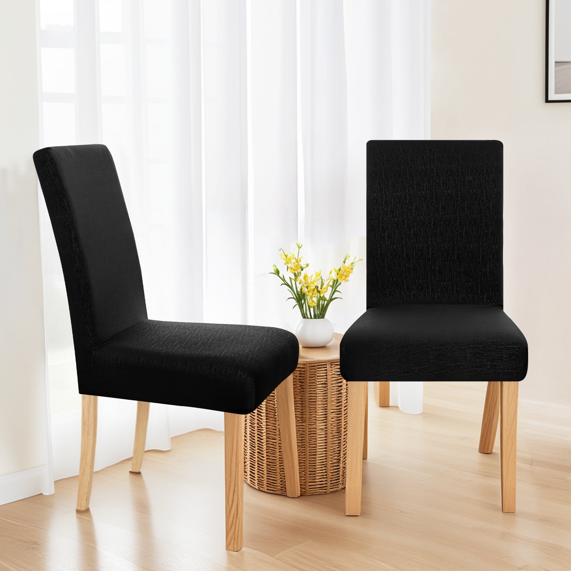 ZOPZO Stretch Knitted Chair Covers for Dining Room, Black, 18x18x24 ...
