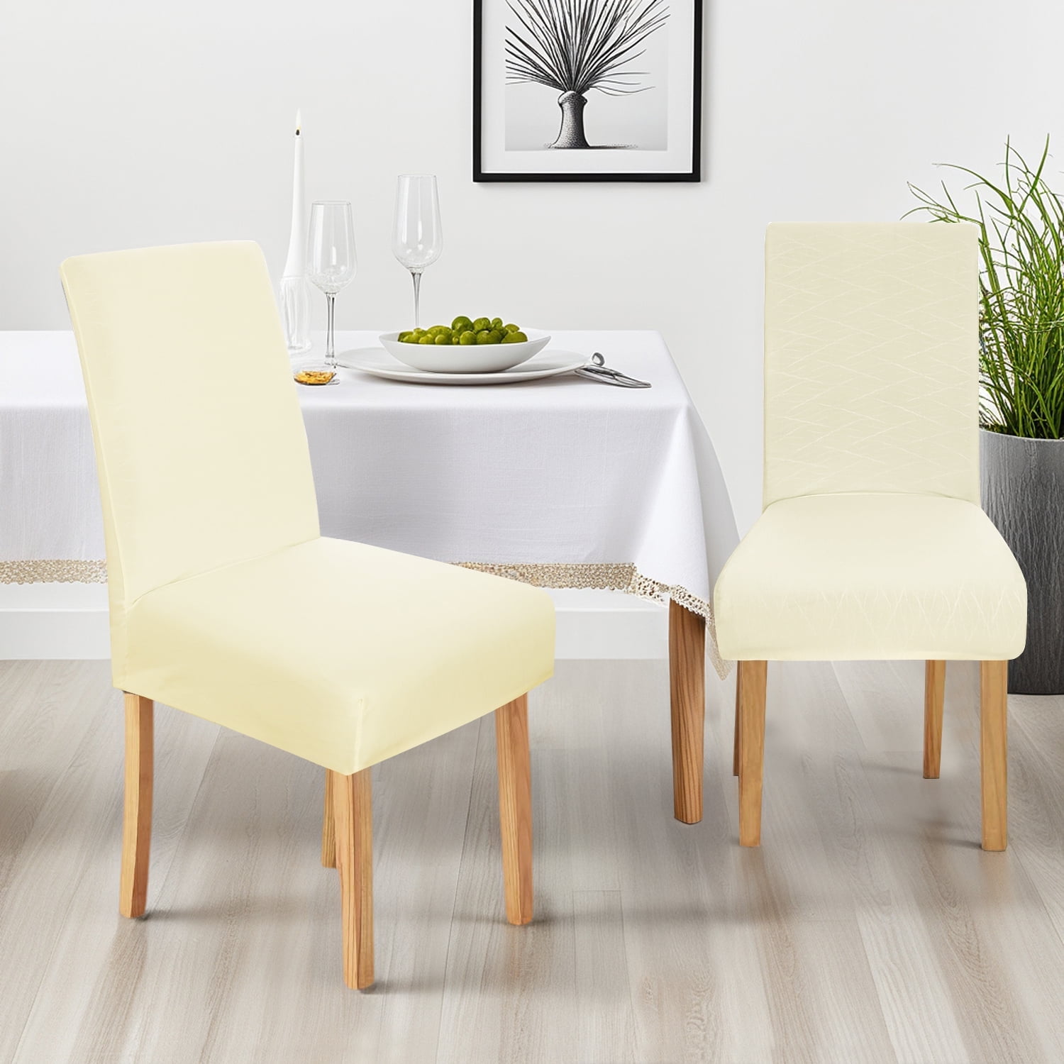 ZOPZO Wave Pattern Chair Covers for Dining Room, Beige, 18x18x24 Inch ...