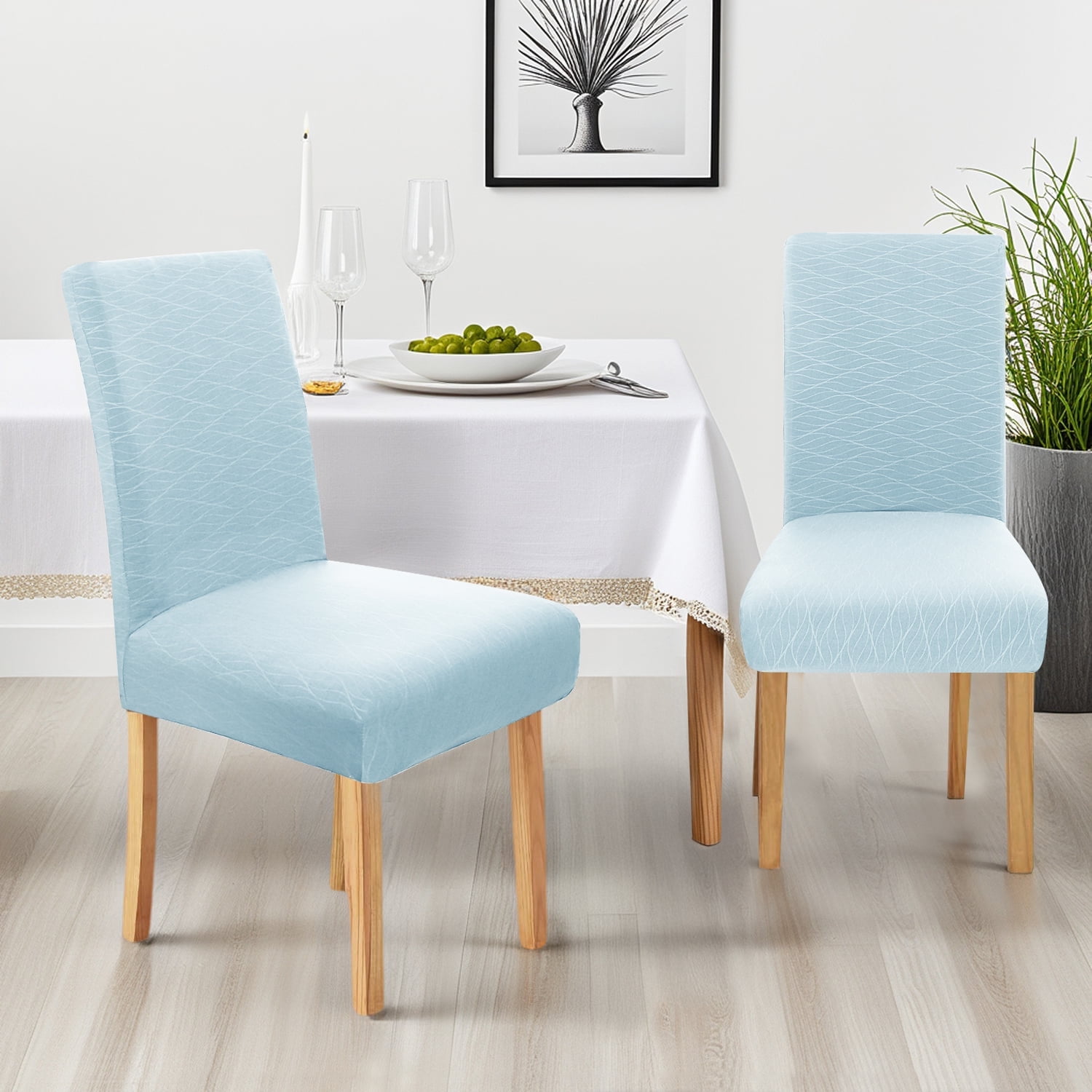 ZOPZO Wave Pattern Chair Covers for Dining Room, Sky Blue, 18x18x24 ...