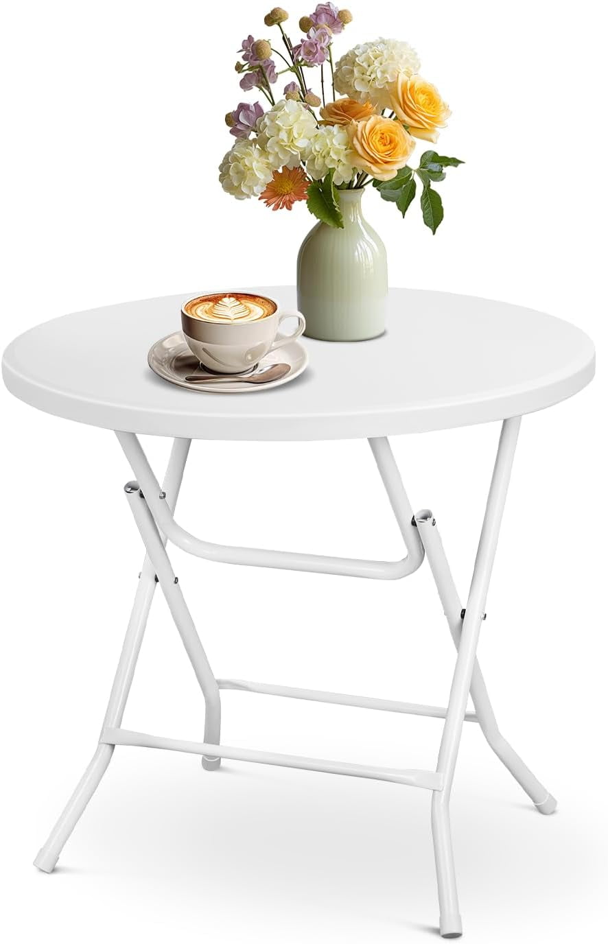 ZOPan 2.6Ft Round Folding Table, Portable Card Table, Small Plastic ...