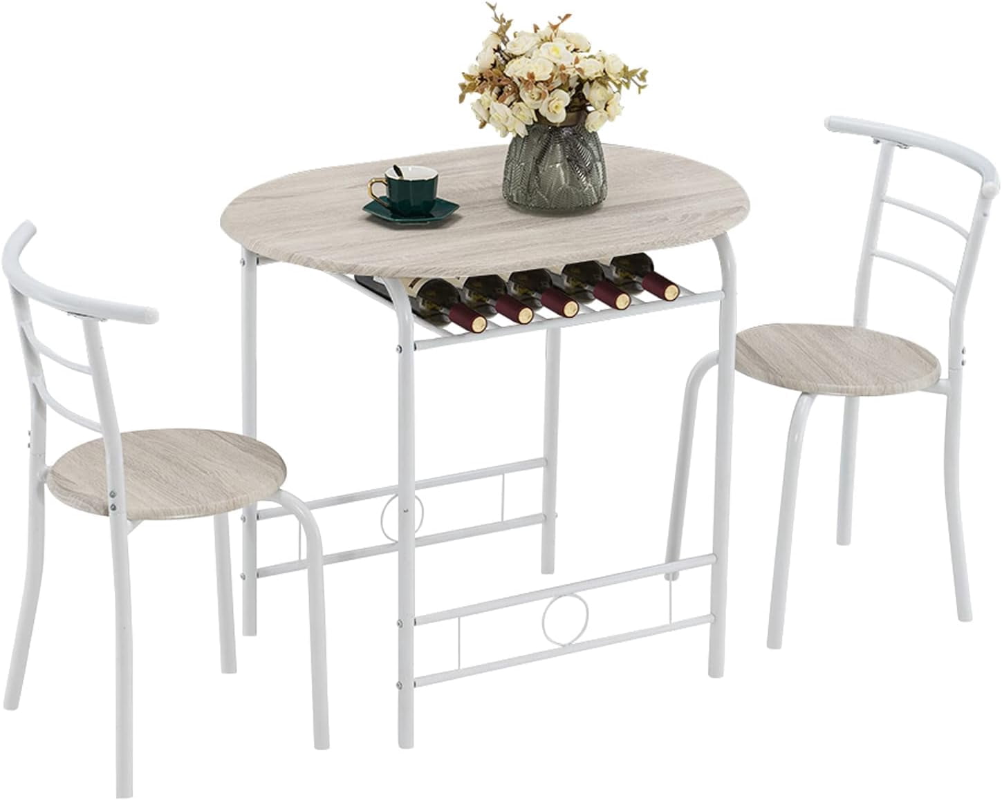 ZOPan 3 Piece Dining Set,Small Kitchen Table Set for 2,Breakfast Table ...