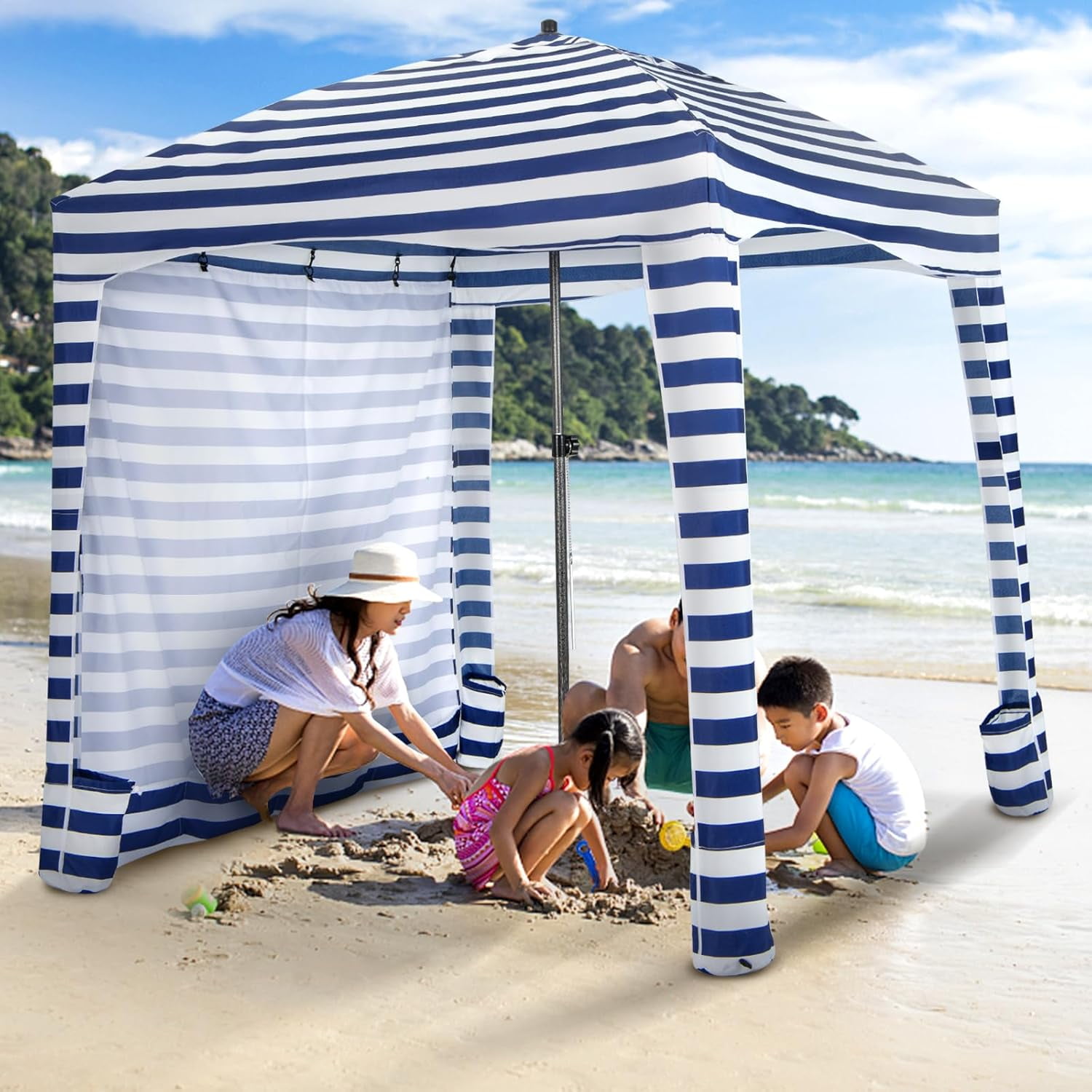 ZOPan 6FT Beach Cabana Canopy, Foldable Beach Sun Shelter with Carrying ...