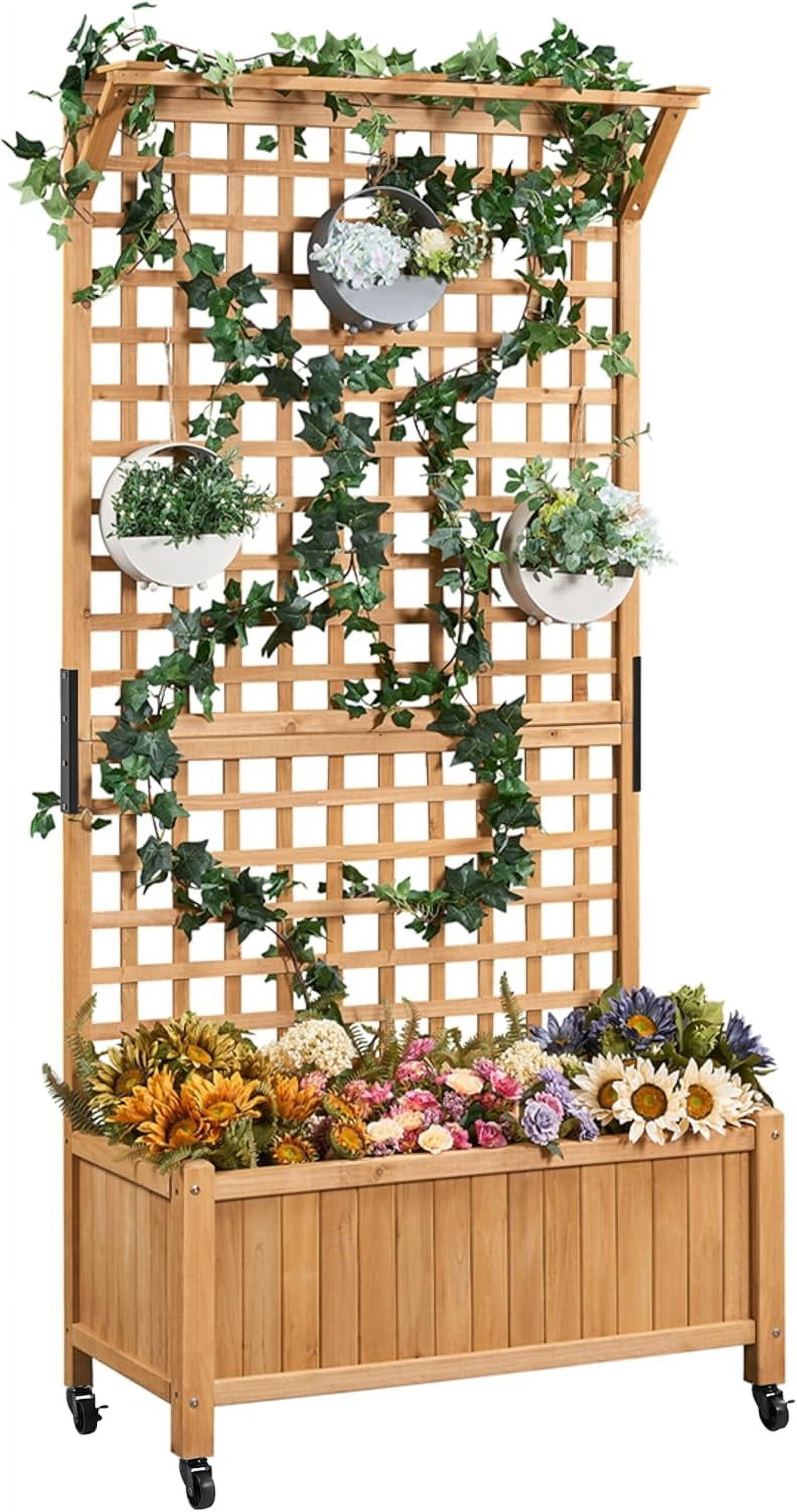 ZOPan 72" H Horticulture Garden Planter with Trellis for Vine Climbing ...