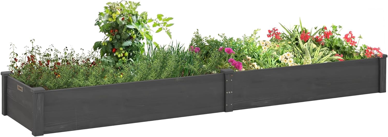 ZOPan 8x2ft Wooden Raised Garden Bed Kit, Outdoor Elevated Planter Box ...