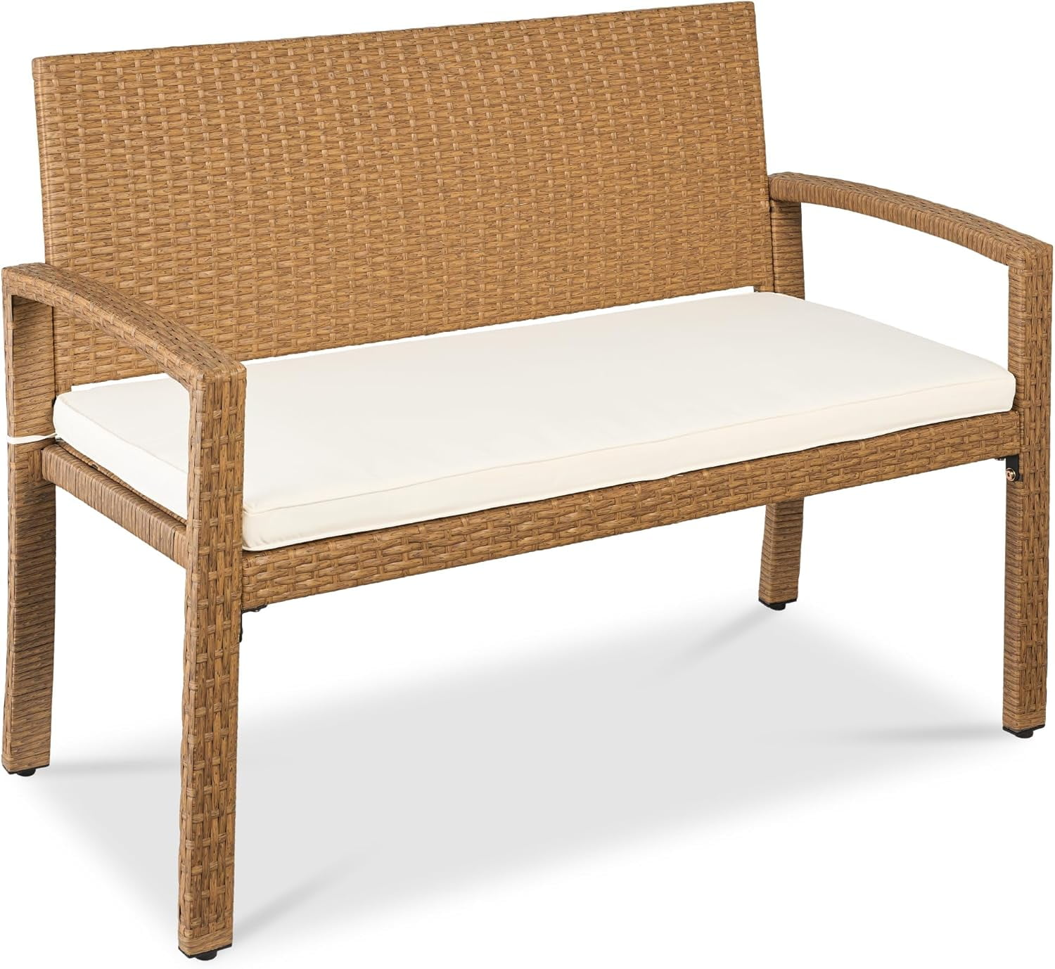 ZOPan Outdoor Bench 2-Person Wicker Garden Patio Benches Seating ...
