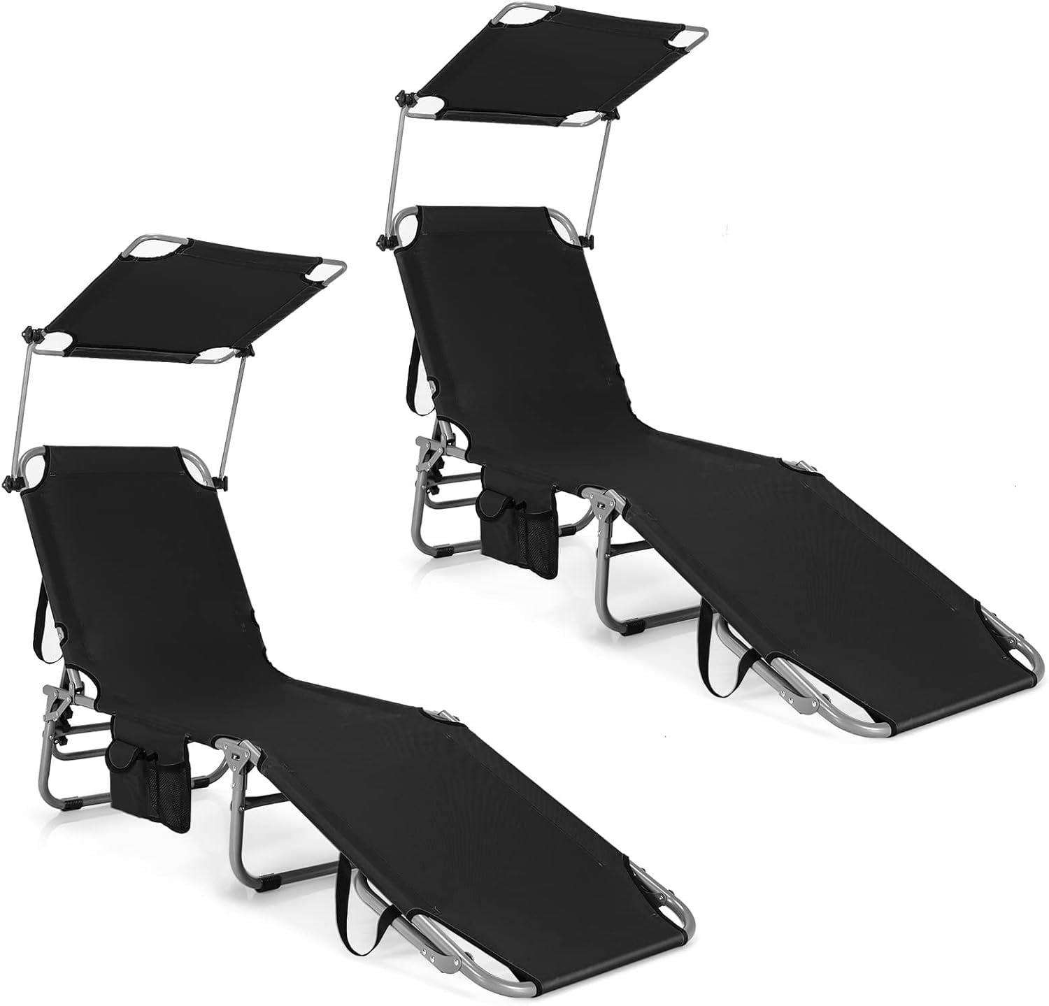 ZOPan Outdoor Folding Chaise Lounge Chair, 5-Fold Reclining Beach Chair ...