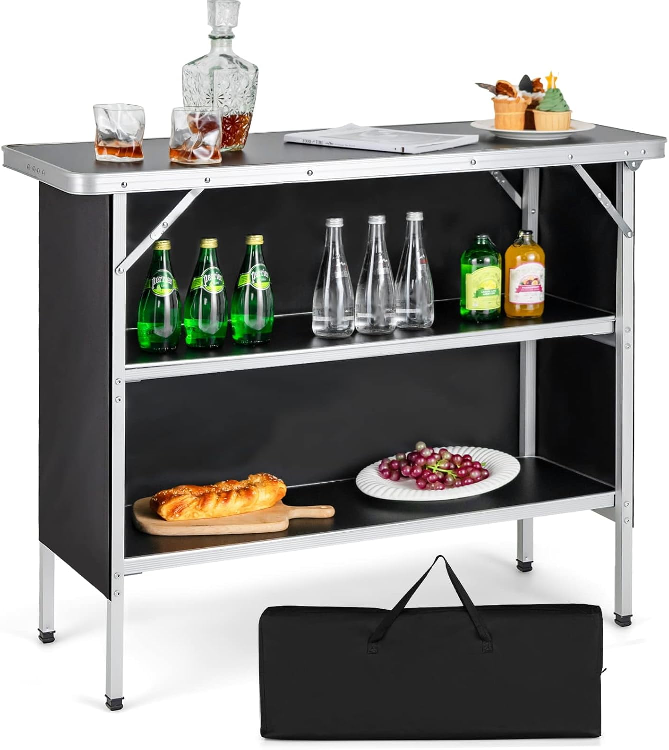 ZOPan Portable Bar Table for Events, Folding Mobile Bartending Station ...