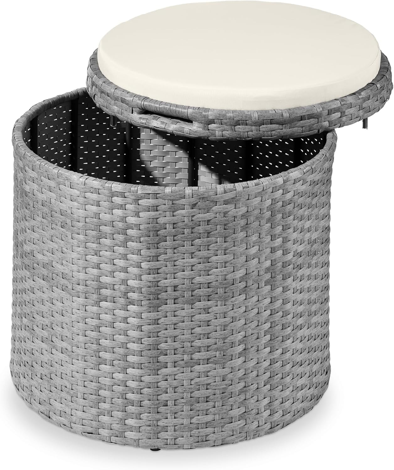 ZOPan Round Wicker Ottoman, Multipurpose Outdoor Furniture for Patio ...