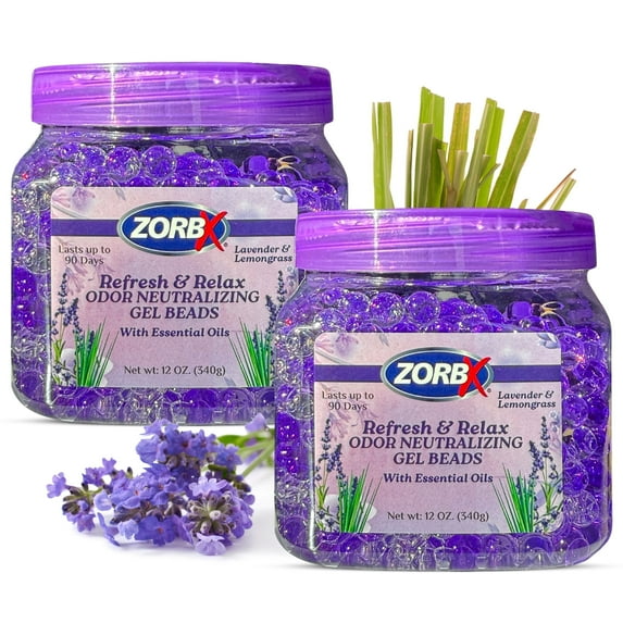 ZORBX Odor Neutralizer Gel Beads w/ Lavender & Lemongrass, 12oz Long ...