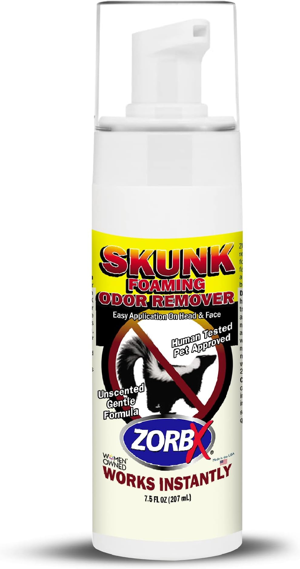 ZORBX Unscented Skunk Odor Remover Foam — Fast Acting Skunk Smell ...