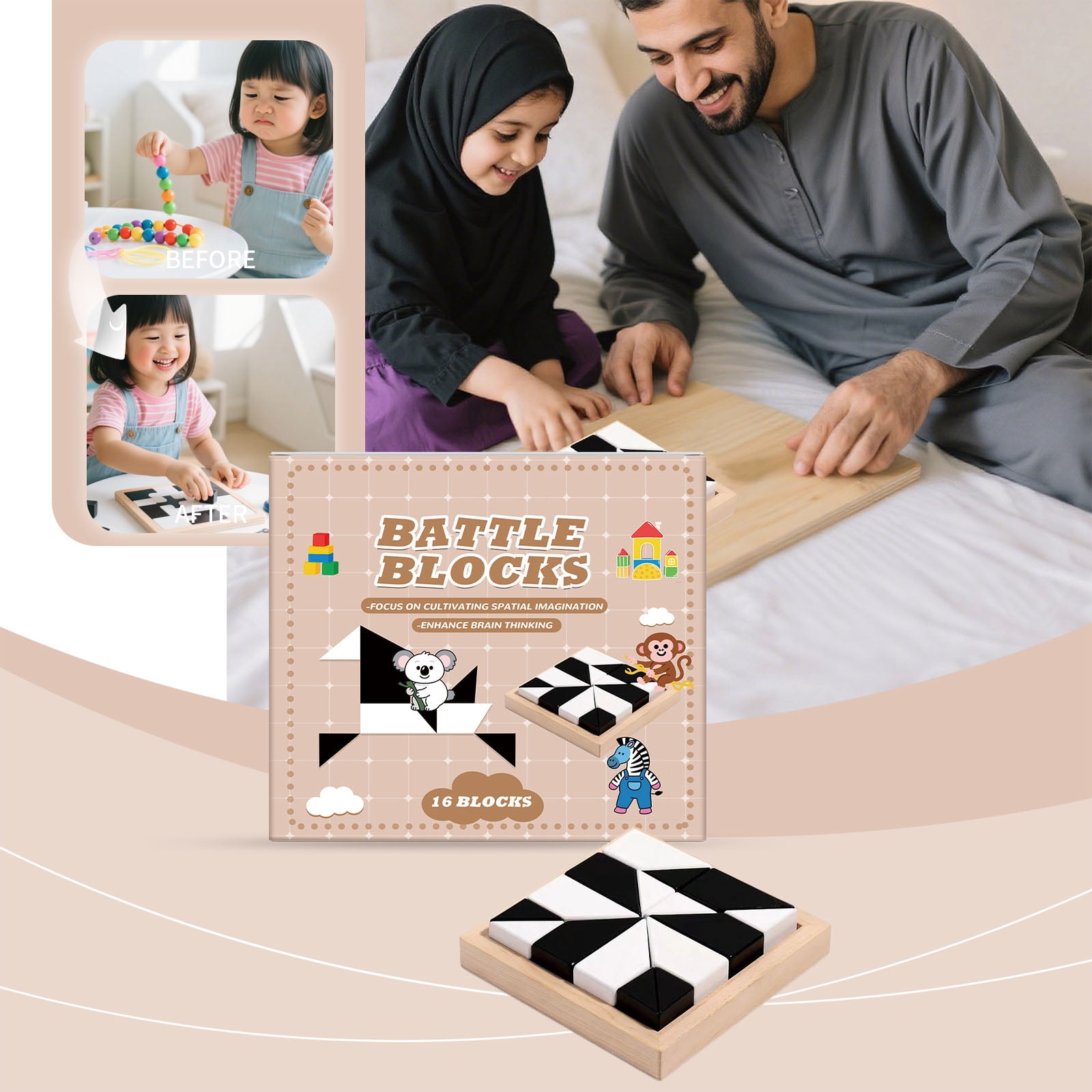 ZORVEX Educational Wooden Puzzle Blocks,Hidden Shape Montessori Toy ...
