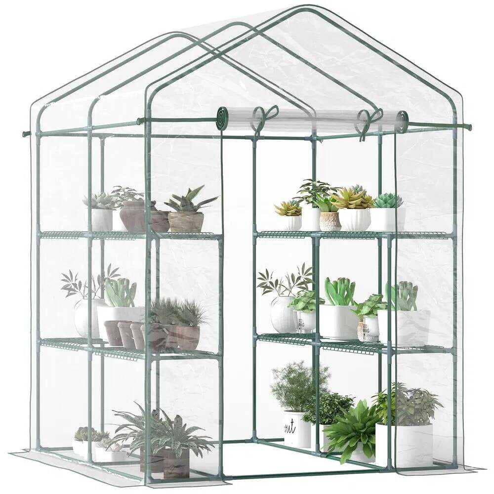 ZOSE Walk-in Greenhouse, 5' x 6', Hot House with 3-Tier Sheing, Roll-Up ...