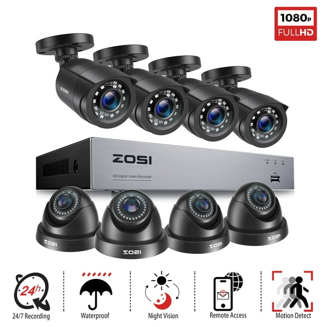 ZOSI 1080P Home Security Camera System , 8CH H.265+ 5MP Lite CCTV DVR ...