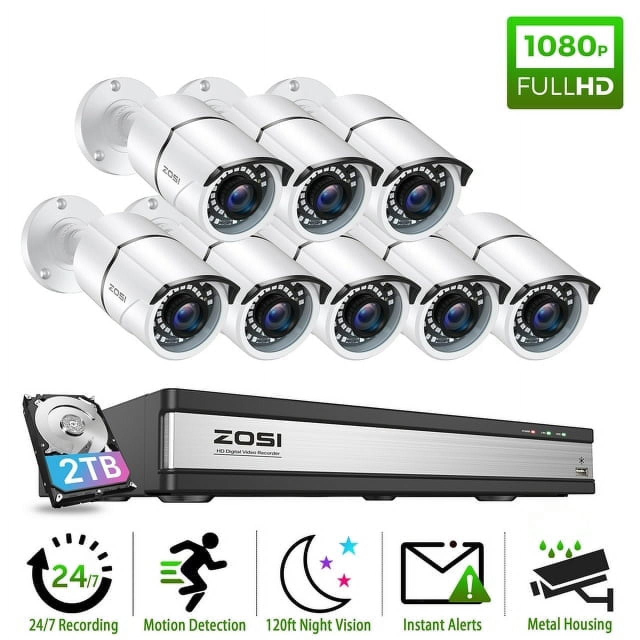 ZOSI 16 Channel CCTV DVR 1080p H.265+ Security Camera System With 2TB ...