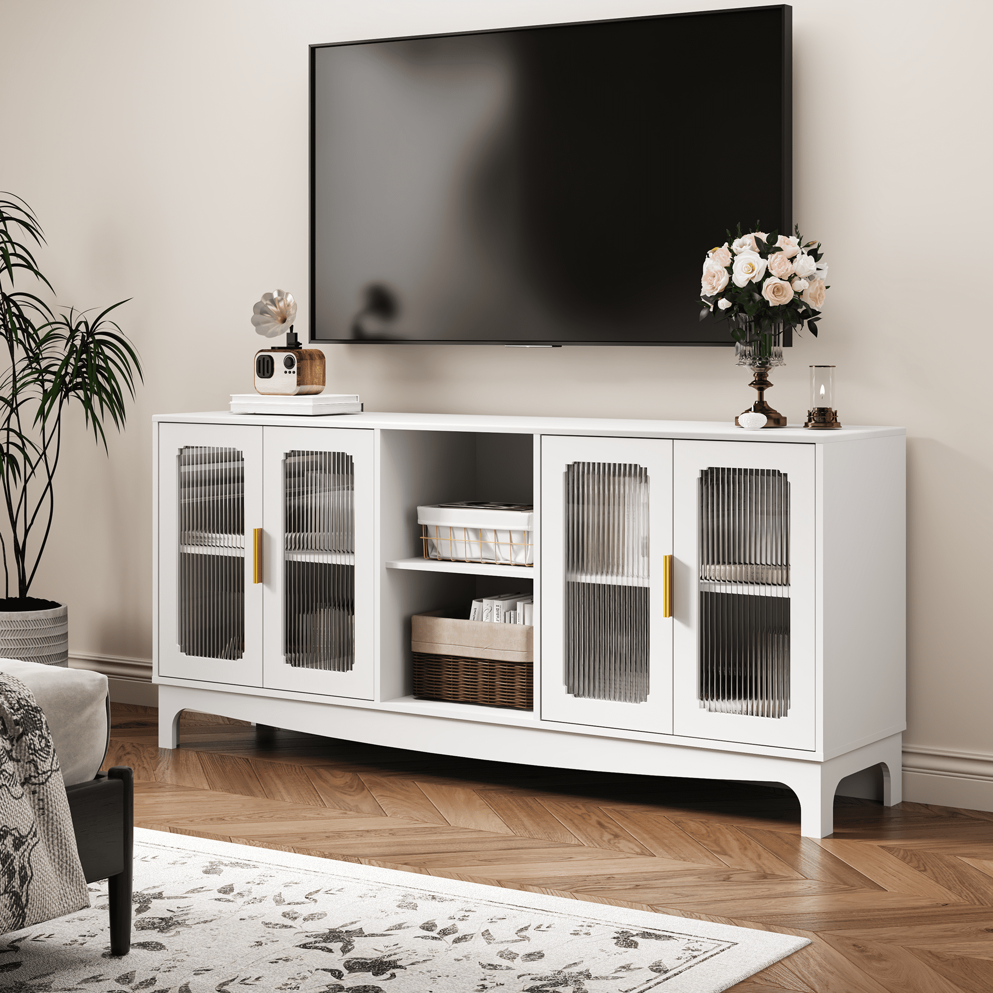 ZOSQUARE Modern TV Stand for TVs up to 75", 65" Entertainment Center ...