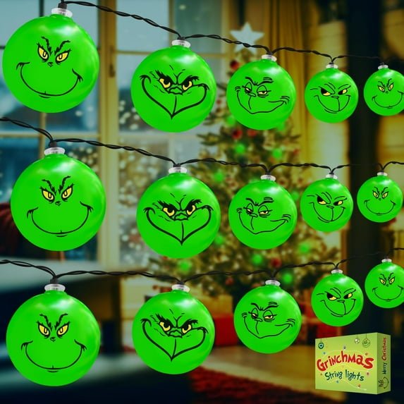 ZOSTA 10ft 20 LED Grinch Christmas Lights Battery Powered Green ...