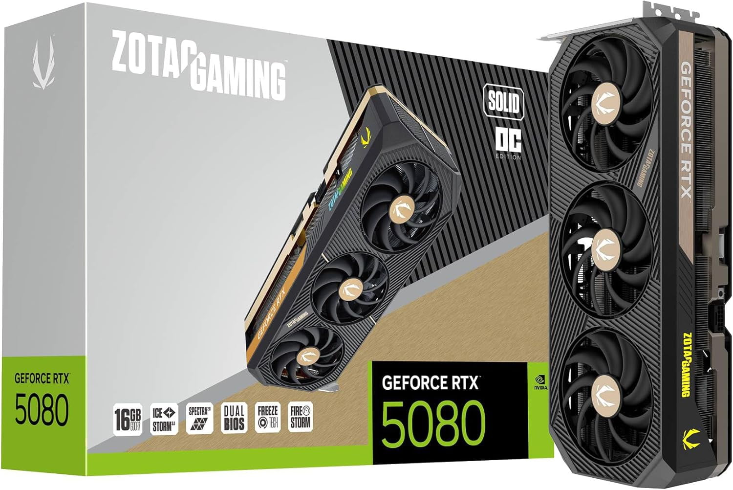 ZOTAC Gaming GeForce RTX 5080 Solid OC DLSS 4 16GB GDDR7 256-bit 30 Gbps PCIE 5.0 Gaming ...