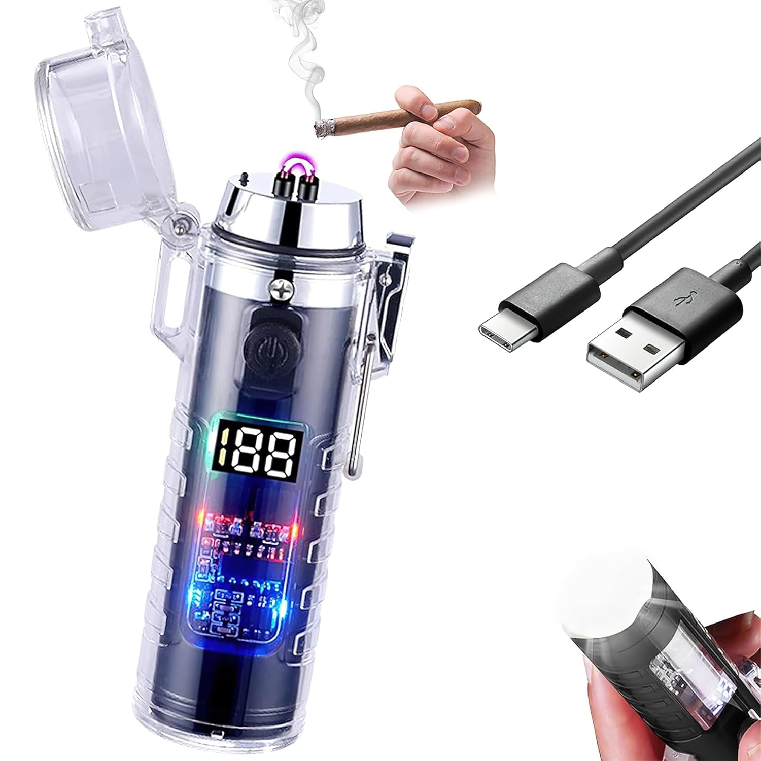 ZOTIMO Arc Lighter Plasma Lighter Rechargeable Dual Arc Windproof ...