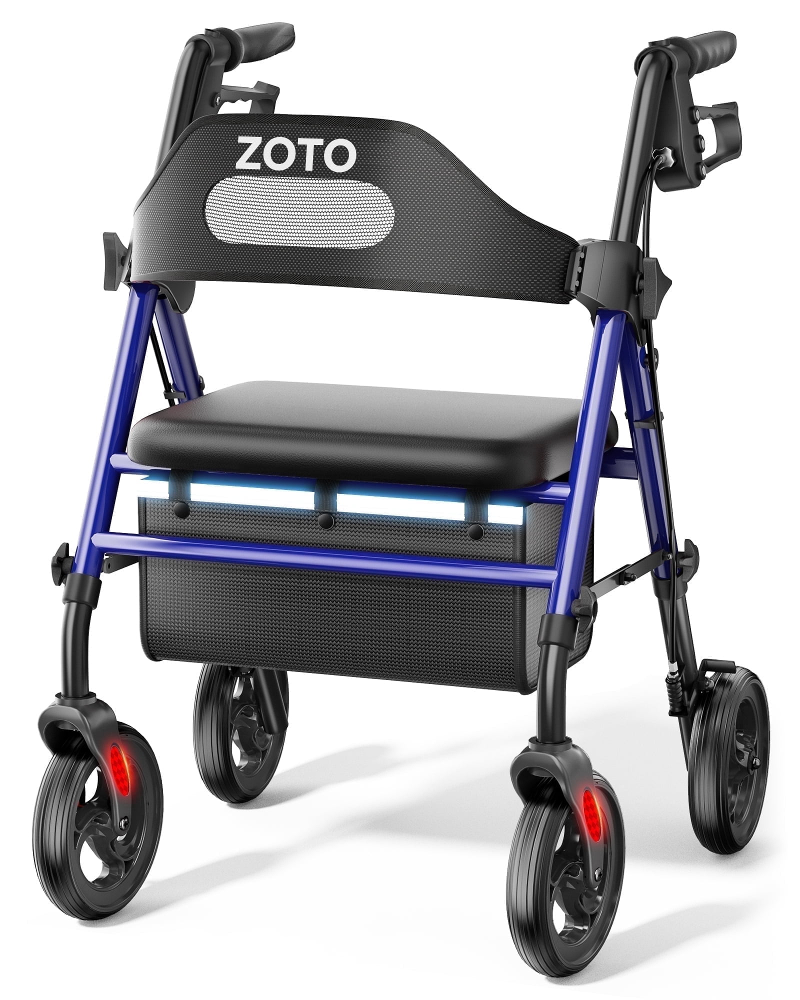 ZOTO Foldable Rollator Walker with Seat for Seniors, Height Adjustable ...
