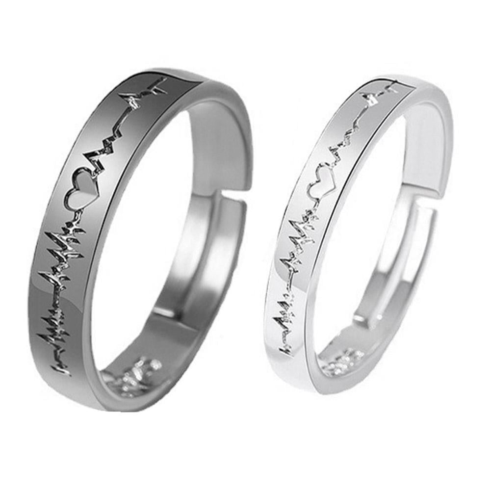 ZOUBAOQ Heartbeat Rings for Couple, Couple Rings Matching Heartbeat ...