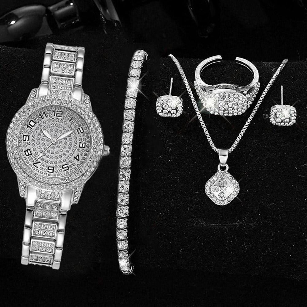 ZOUBAOQ Womens Premium Crystal Accented Bangle Watch and Bracelet Set ...