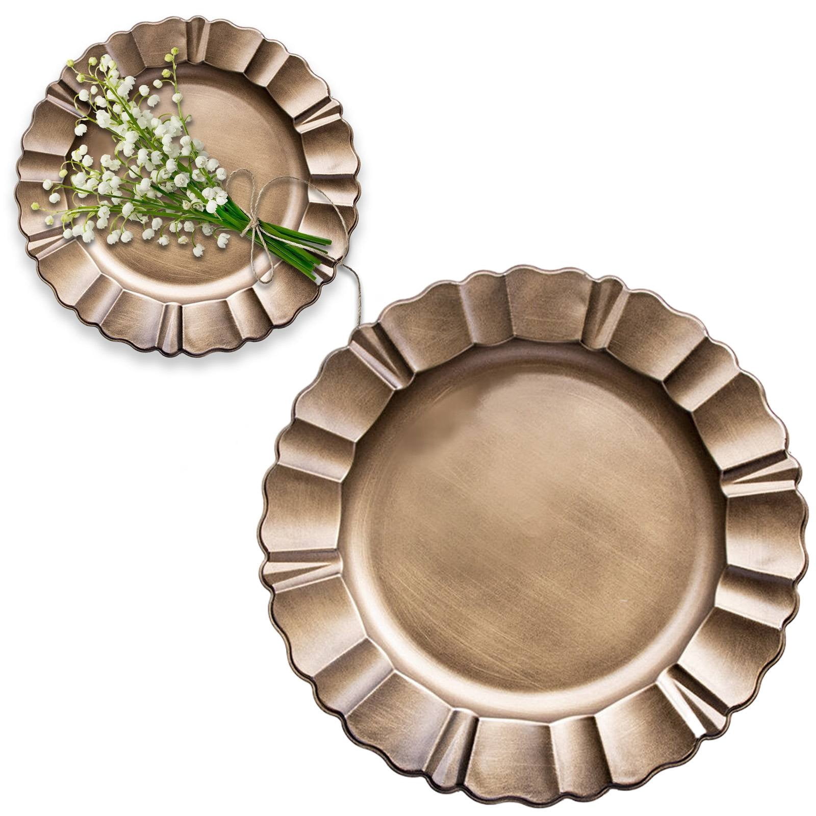 ZOURIH 1 Pack 13 inch Brown Charger Plates, Glam Dinner Chargers, Heavy ...