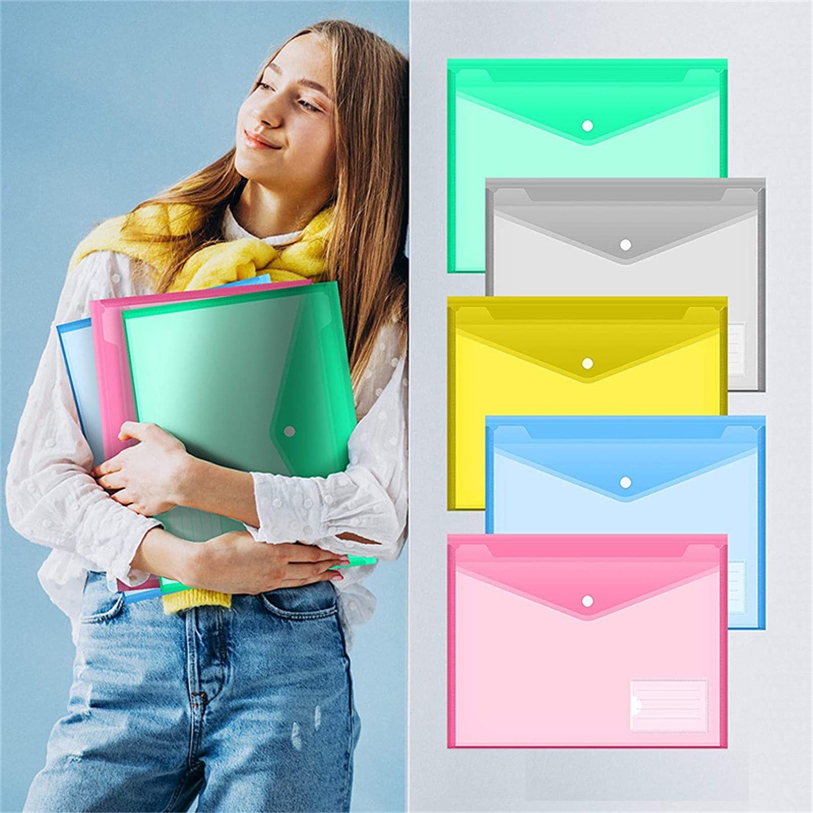 ZOURIH 10 Pack Clear Document Folders Plastic Envelopes Poly Envelopes ...