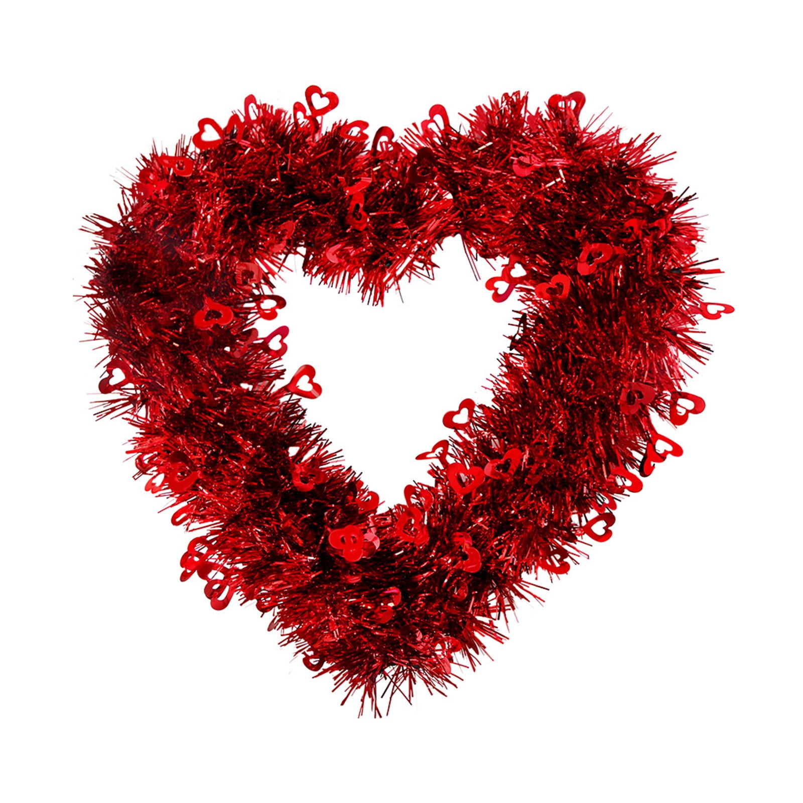 ZOURIH 12 Inch Pre-Lit Valentine Heart Shaped Wreaths, Red Tinsel Heart ...