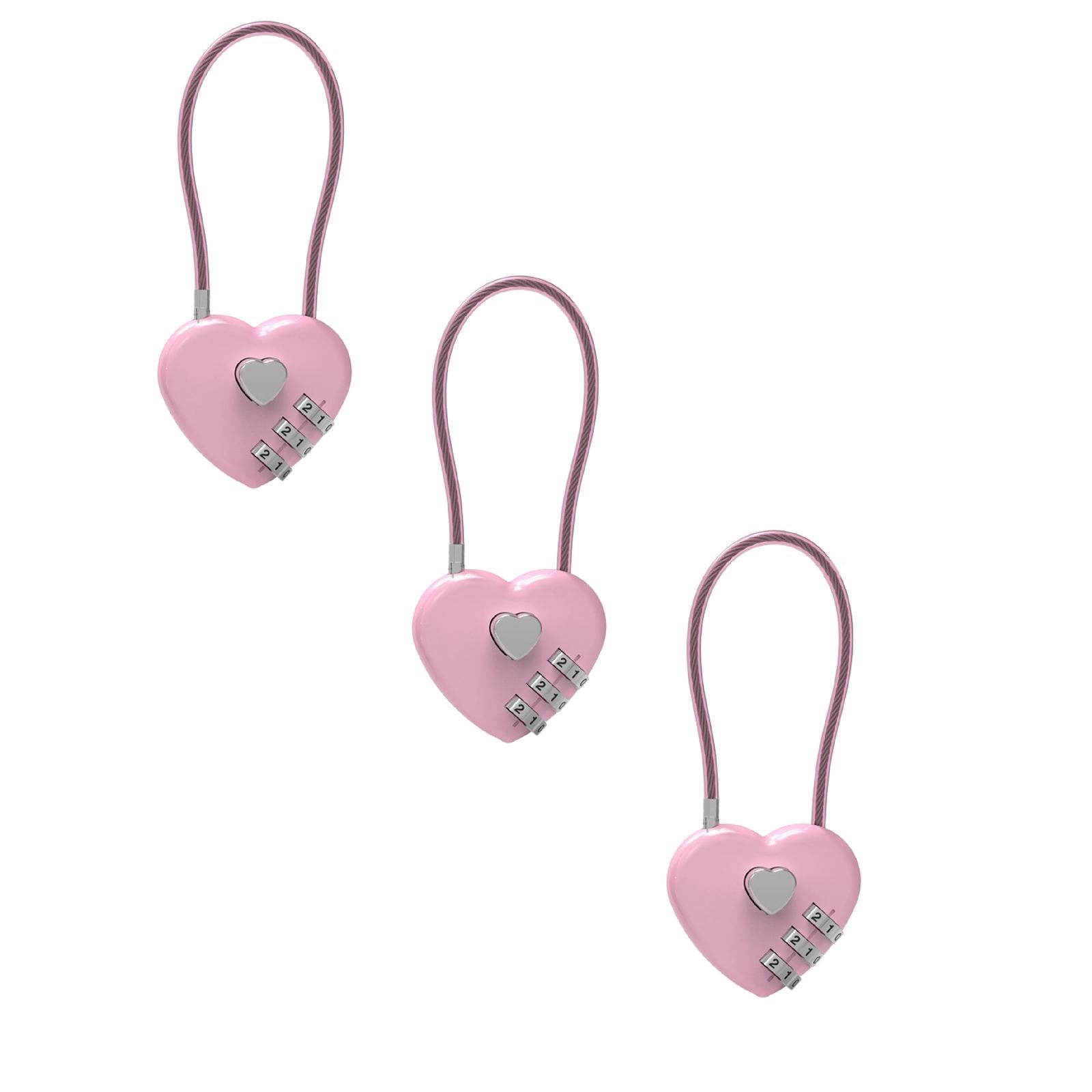ZOURIH 3 Pack Combination Lock,3 Digit Heart Shaped Padlock for School ...