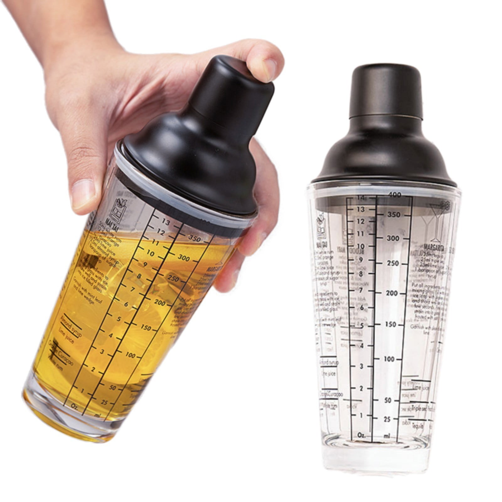 ZOURIH 400Ml Glass Cocktail Shaker, Stainless Steel top, Transparent Design, Mixer Drink Shaker ...