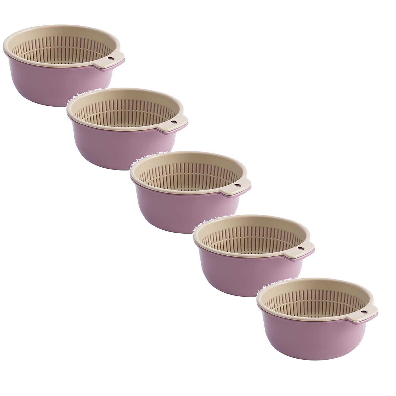 ZOURIH 5 Pack Large Kitchen Strainer Colander Bowl Set, Double-Layer ...