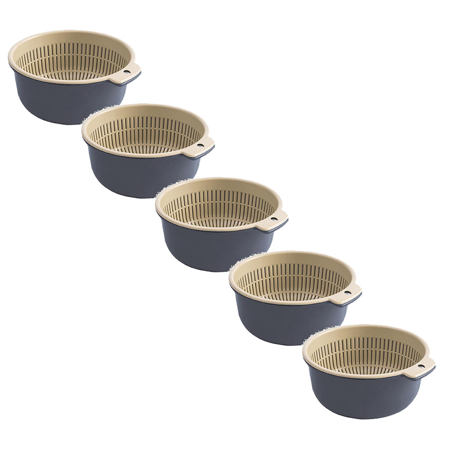 ZOURIH 5 Pack Large Kitchen Strainer Colander Bowl Set, Double-Layer ...
