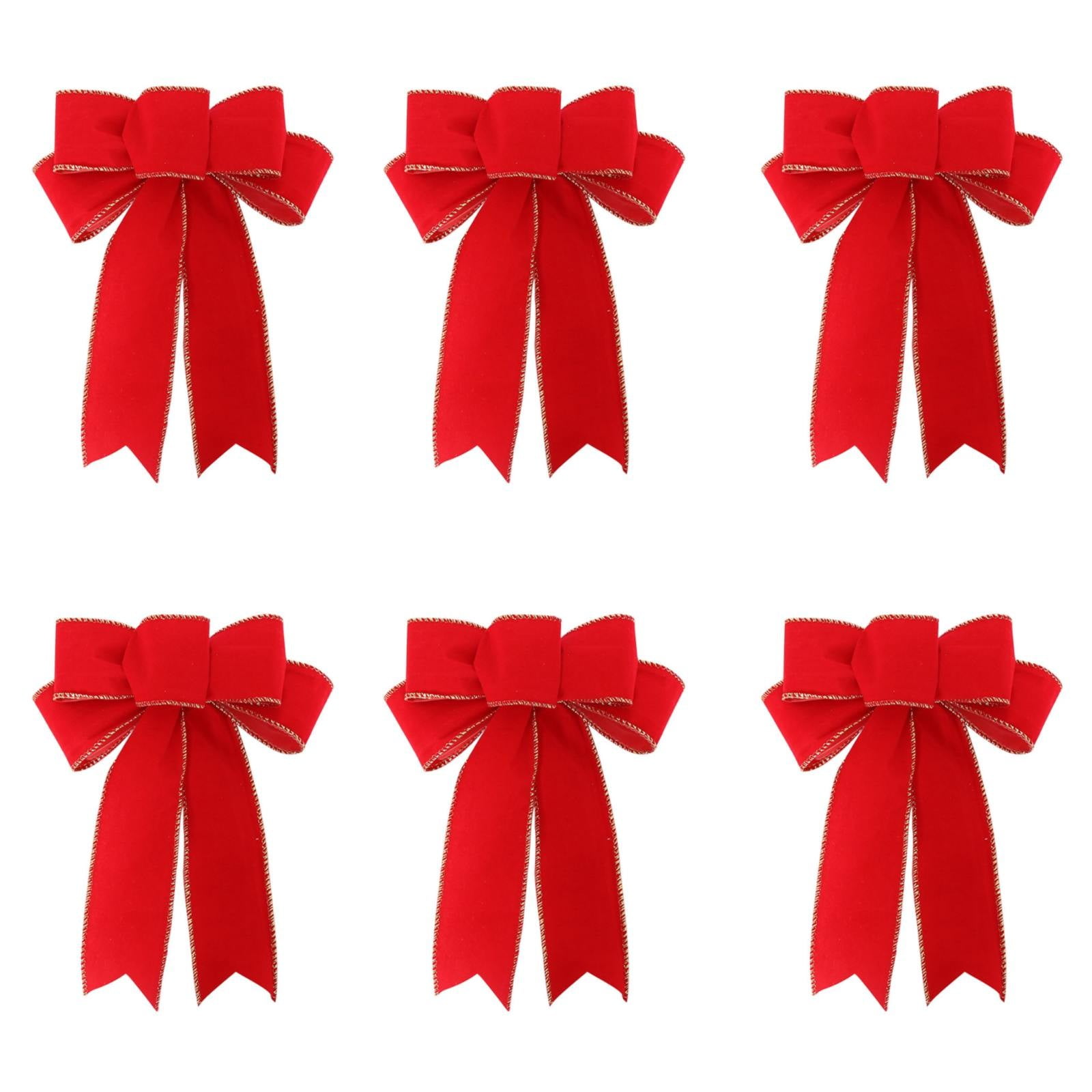 ZOURIH 6 Pack Red Wreath Bows for Christmas Outdoor Decorations Striped ...