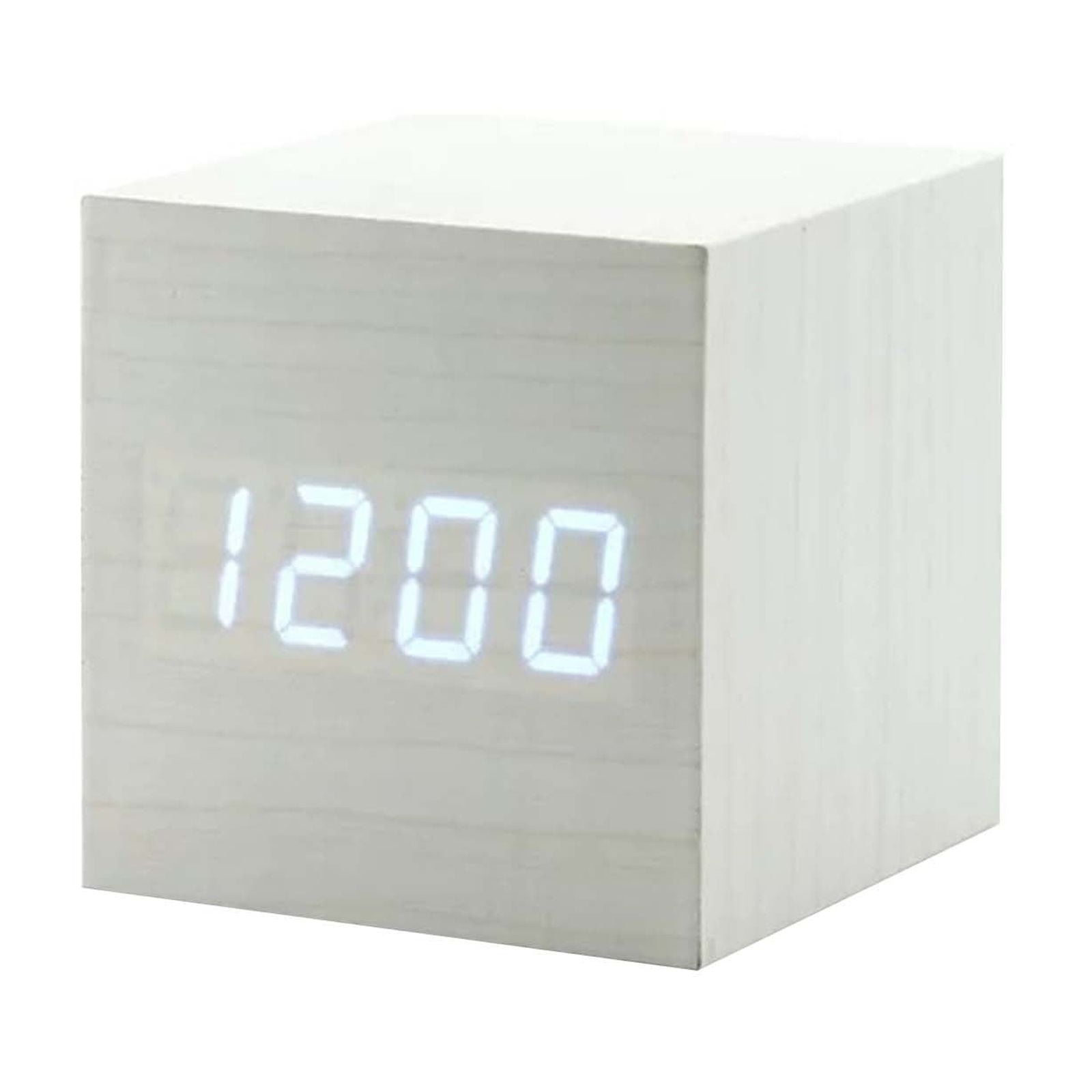 ZOURIH Digital Alarm Clock Wood LED Light Cube Alarm Clock Displays ...
