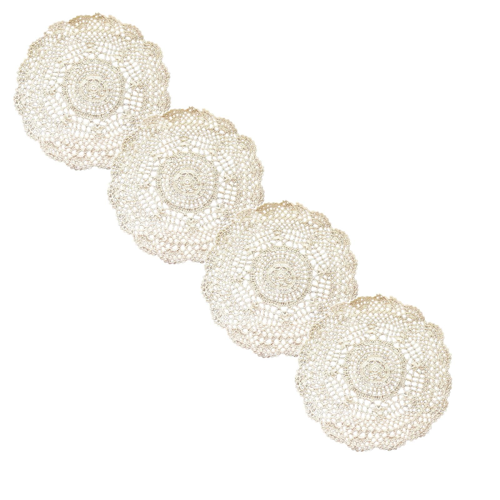 ZOURIH Dollies for Tables, 4 Pcs 11.8 inch Round Cotton Crochet Doilies ...