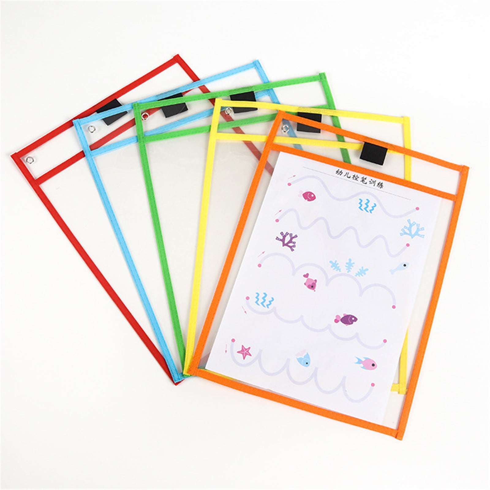 ZOURIH Dry Erase Pocket Sleeves, Colorful, Plastic,Reusable, Clear ...