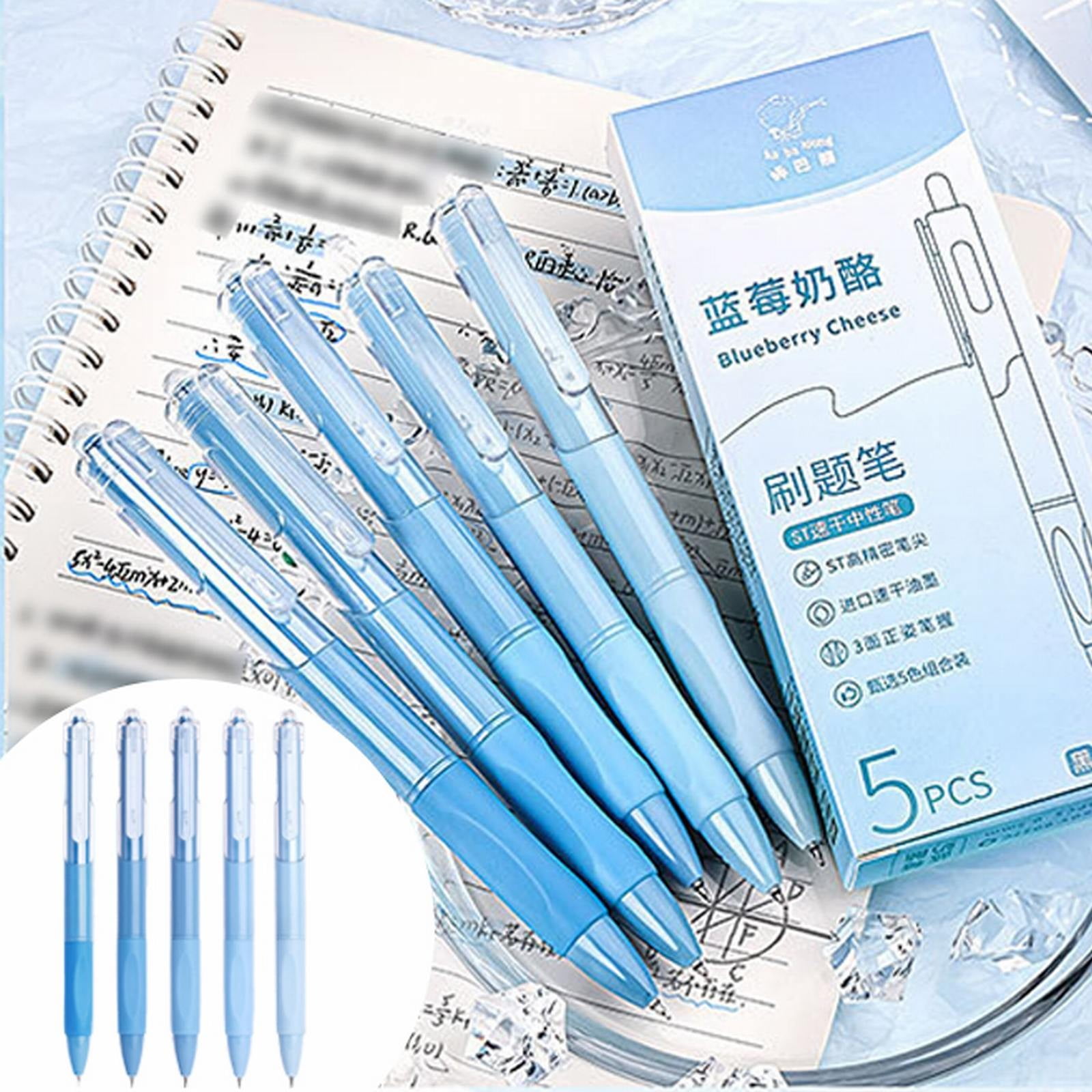 ZOURIH Gel Pens Blue Ink Medium Point 5 Count Bundle with Plastic Boxed ...