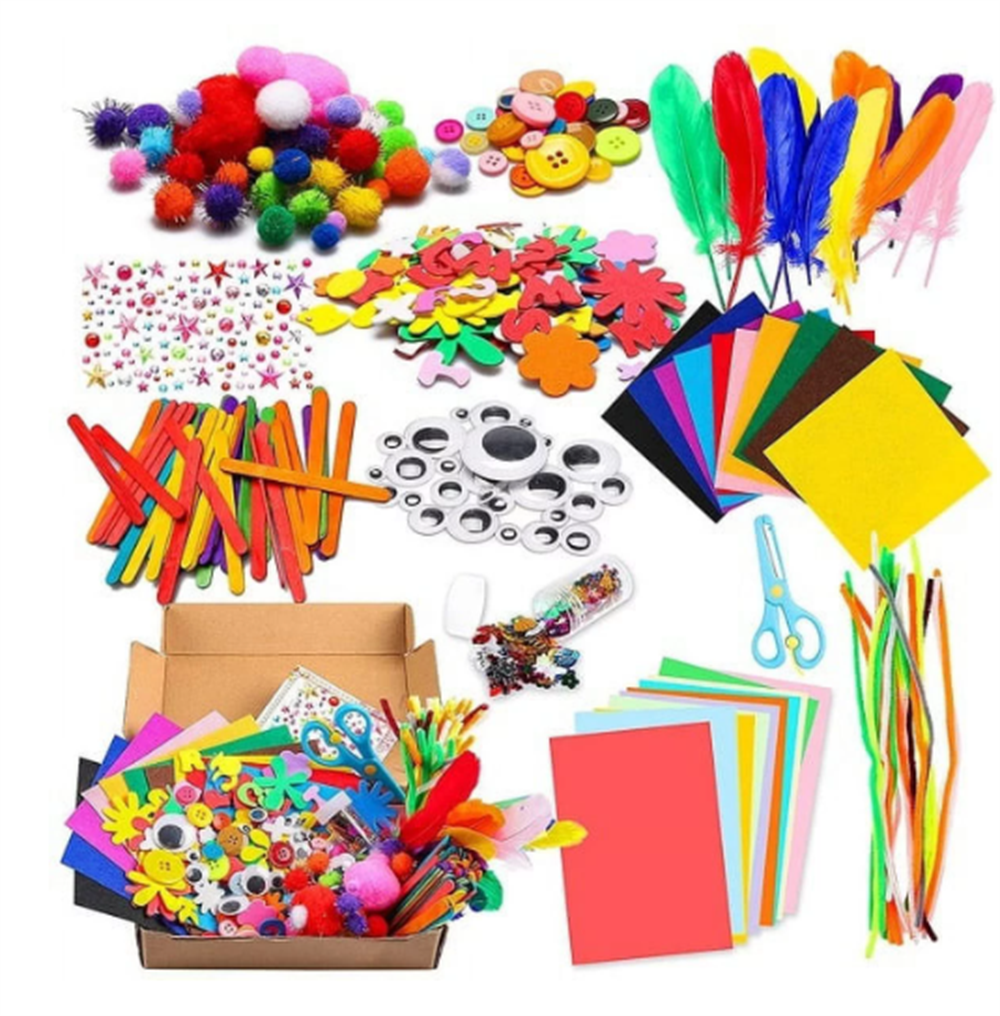 ZOUYUE 1000Pcs DIY Art Craft Kit for Kids Creative Crystal Sticker Felt Wiggle Googly Colorful ...